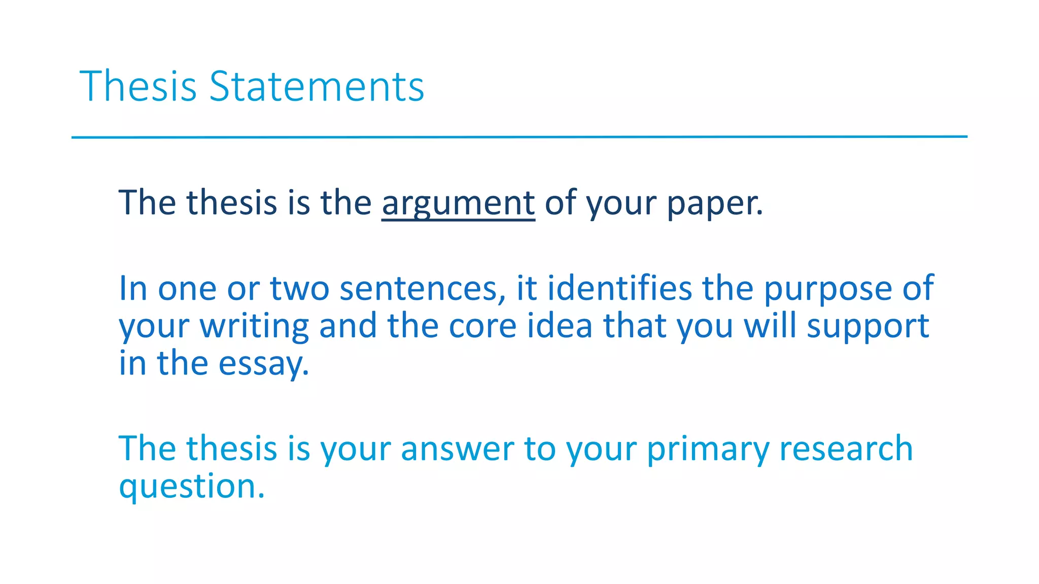 Drafting a Thesis Statement | PPT