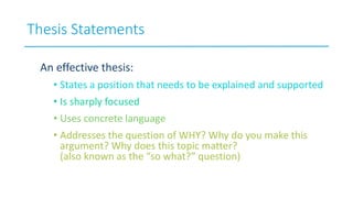 Drafting a Thesis Statement | PPT