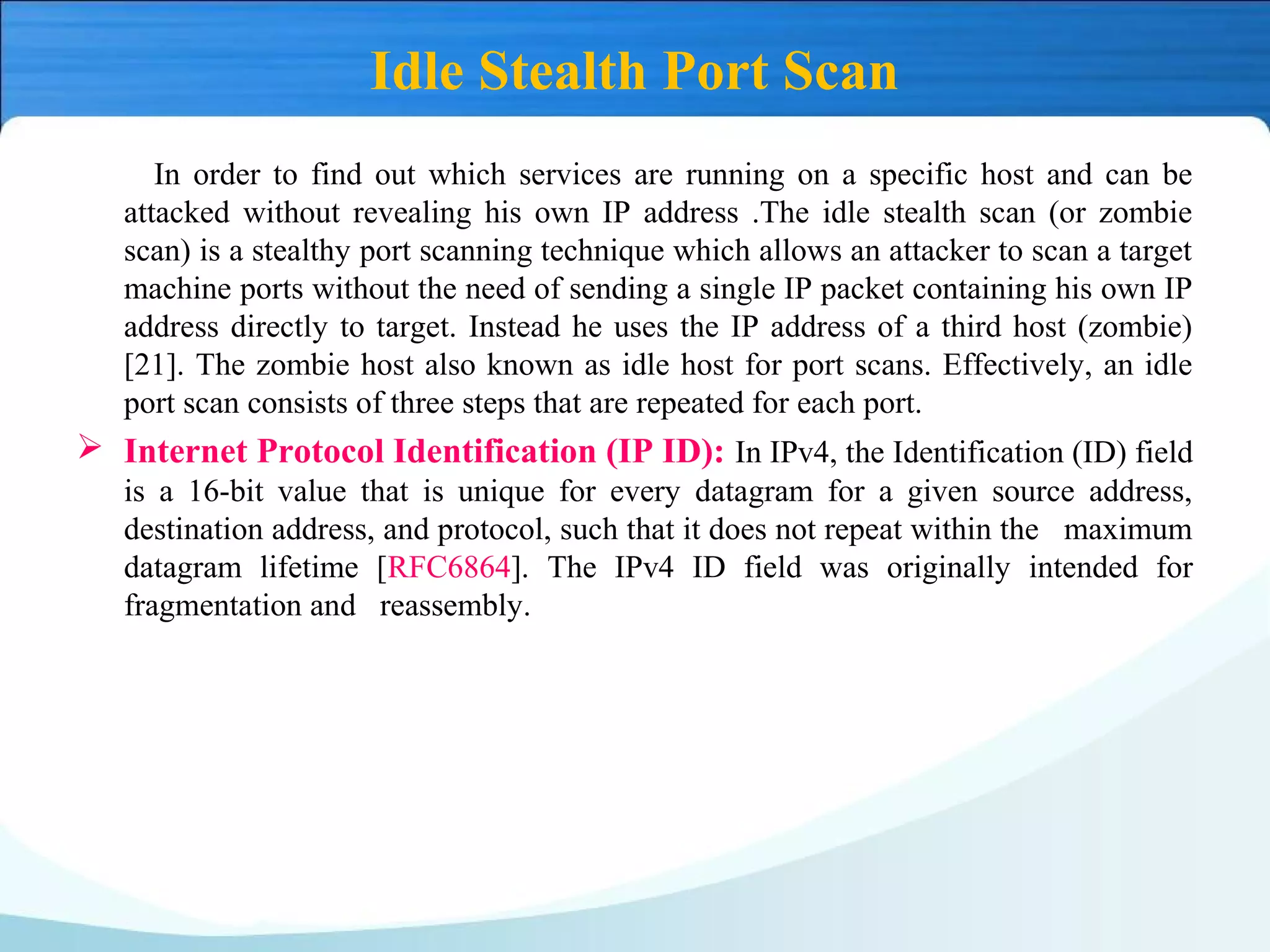 Detection Of Idle Stealth Port Scan Attack In Network Intrusion Detection System Using Snort Ppt