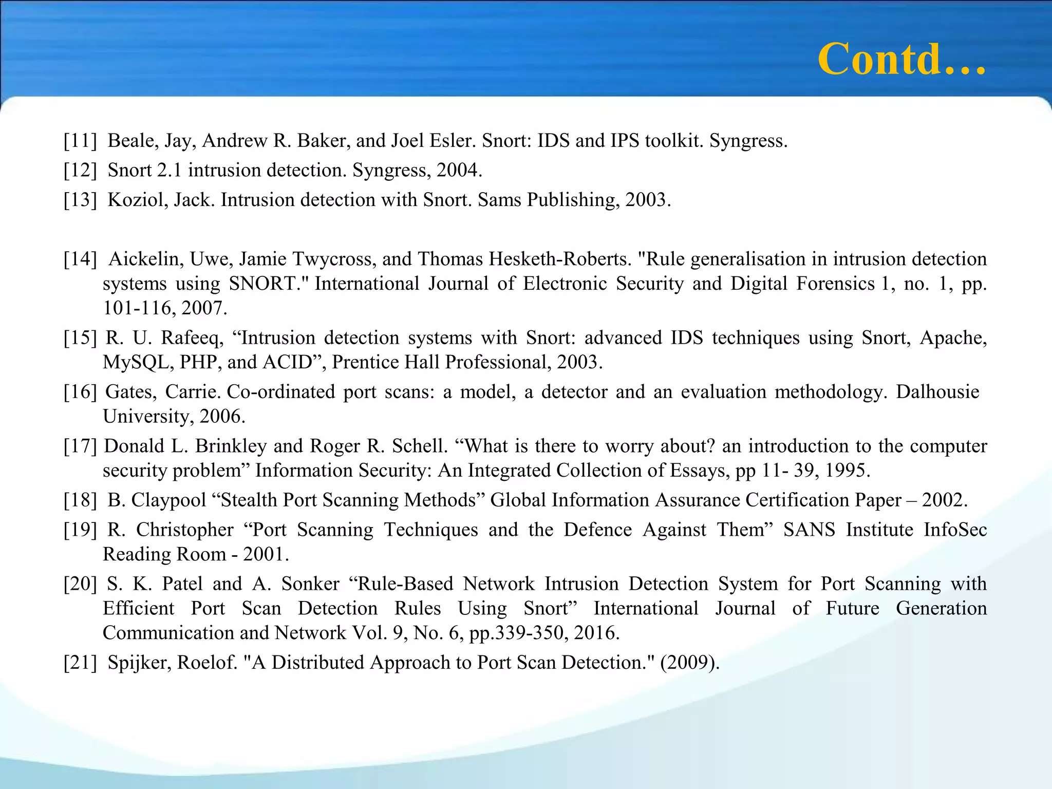 Detection Of Idle Stealth Port Scan Attack In Network Intrusion Detection System Using Snort Ppt