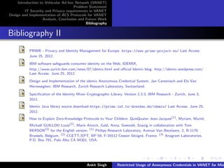 Restricted Usage of Anonymous Credentials in VANET for Misbehaviour Detection | PPT