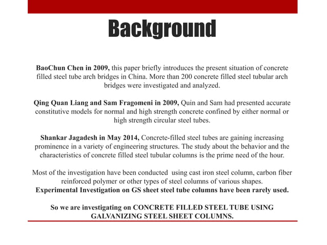 CONCRETE FILLED STEEL TUBULAR COLUMNS USING GS SHEET | PPTX