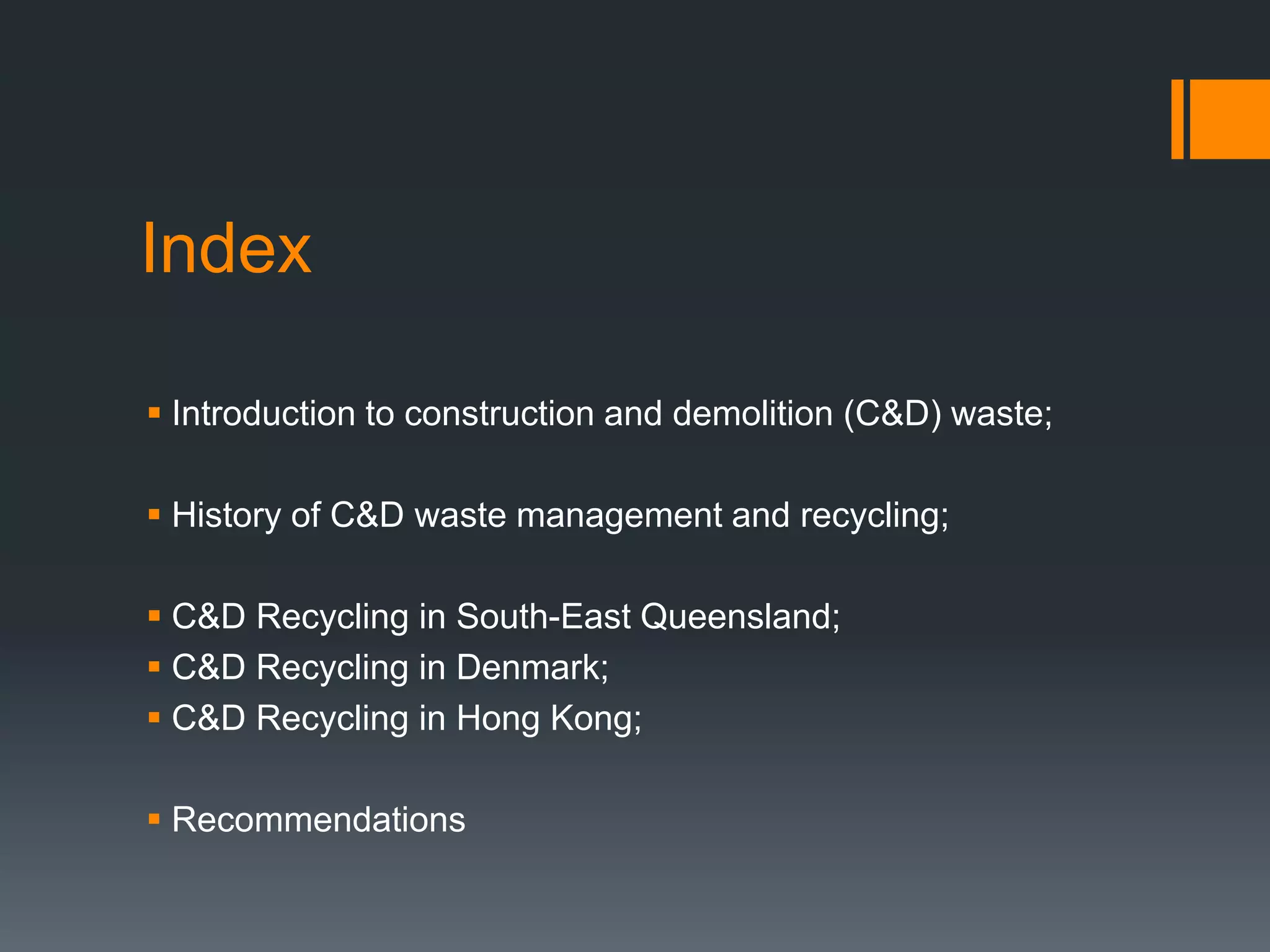 Construction and Demolition Waste Recycling | PPTX