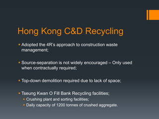 Construction and Demolition Waste Recycling | PPTX