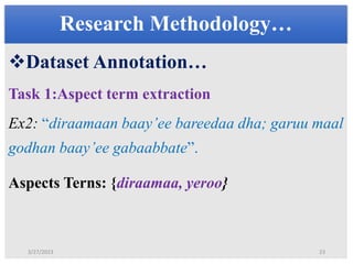 Aspect Based Sentiment analysis of Afaan Oromoo Movie reviews using machine learning techniques ...