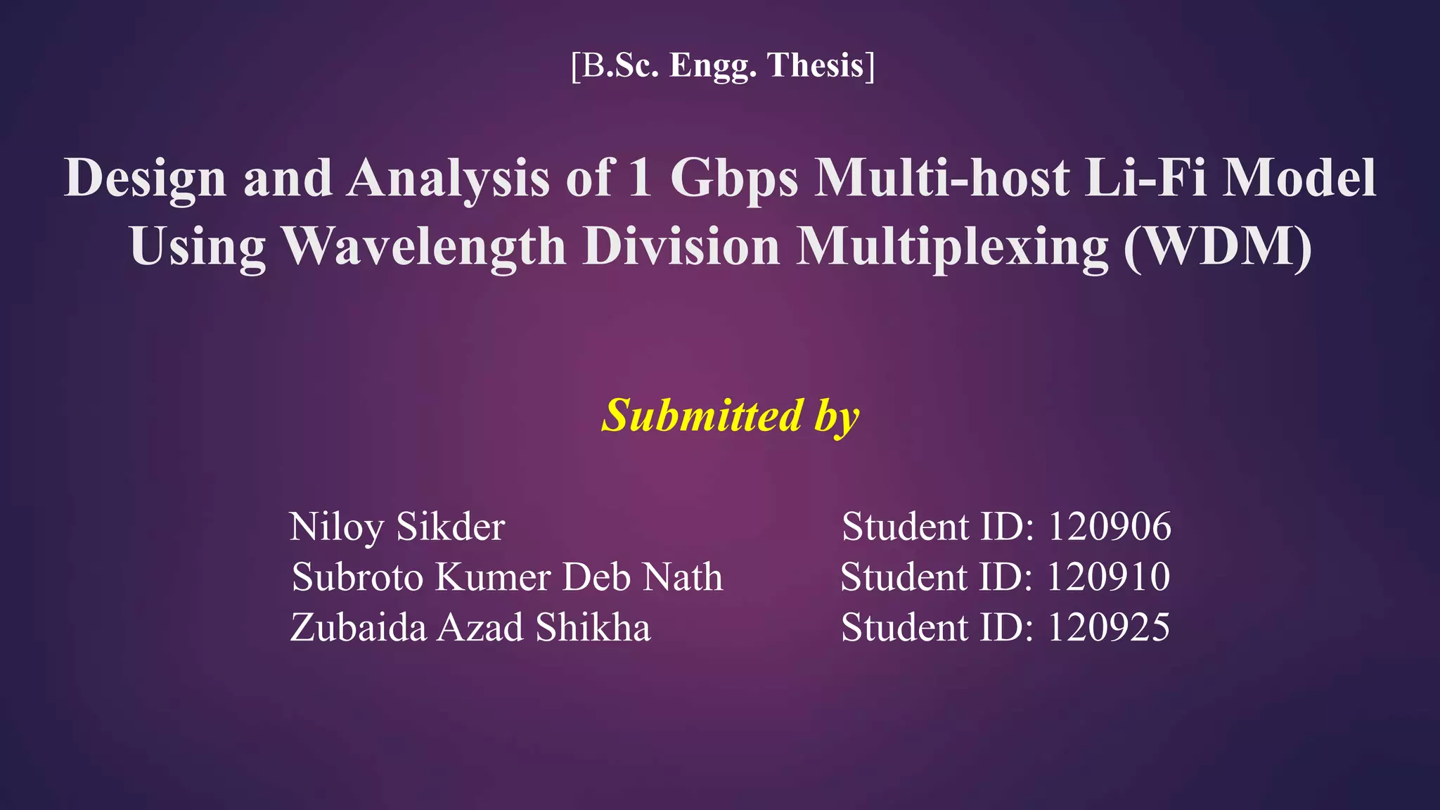 Design and Analysis of 1 Gbps Multi-host Li-Fi Model Using Wavelength Division Multiplexing (WDM ...