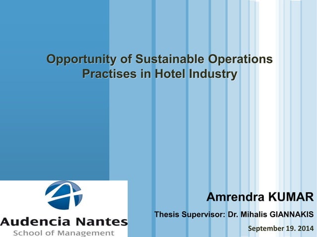 Hospitality Industry Thesis presentation amrendra kumar | PDF | Green Solutions | Business