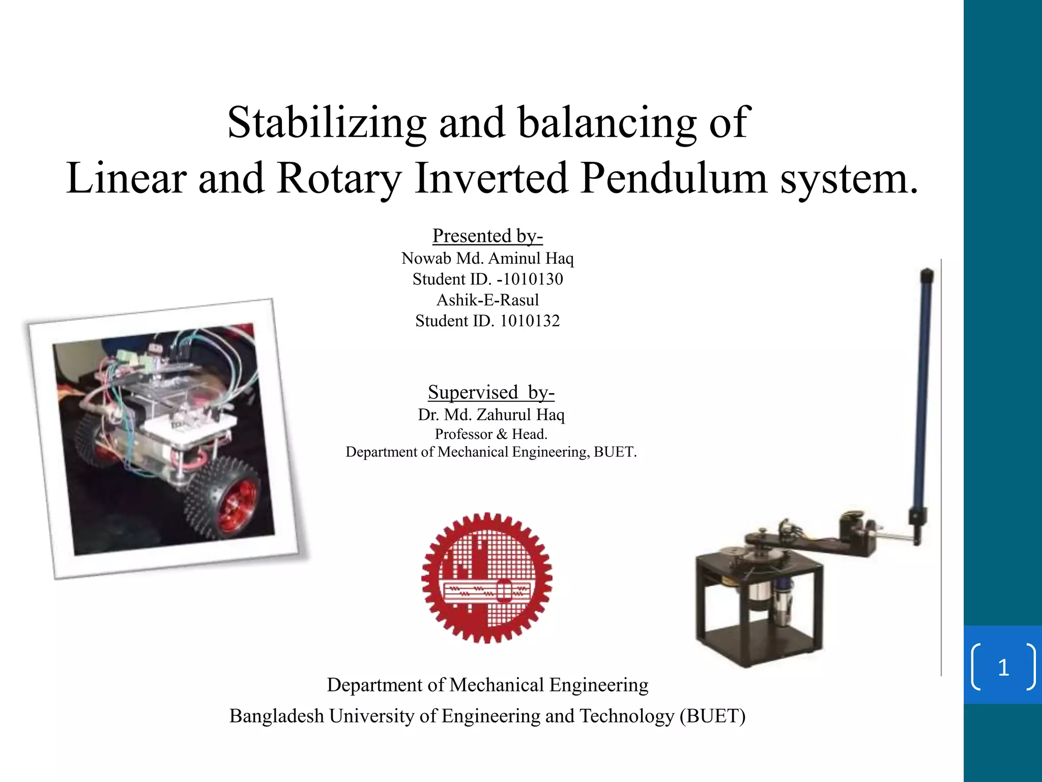 Thesis presentation on inverted pendulum | PPTX