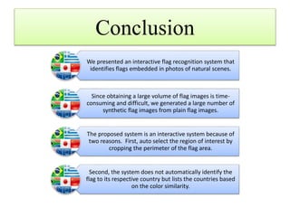 Flag segmentation, feature extraction & identification using support vector machine(SVM) | PPT