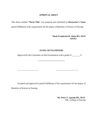 Nursing Thesis Proposal Format | PDF