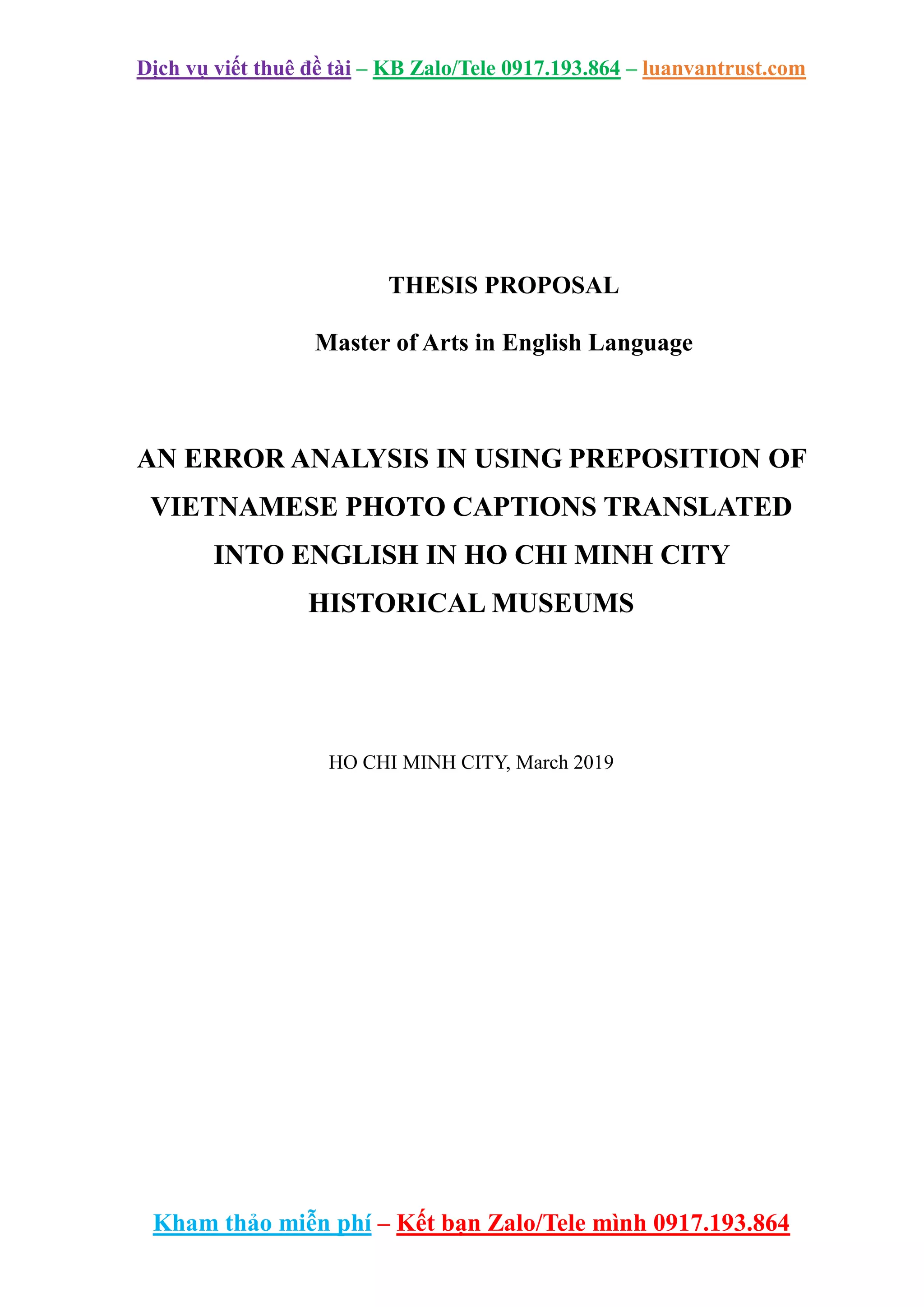 Thesis Proposal Master Of Arts In English Language An Error Analysis In Using Preposition.doc