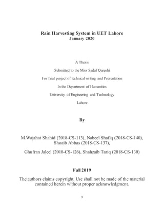 Thesis Rain Harvesting System TWPS | DOCX