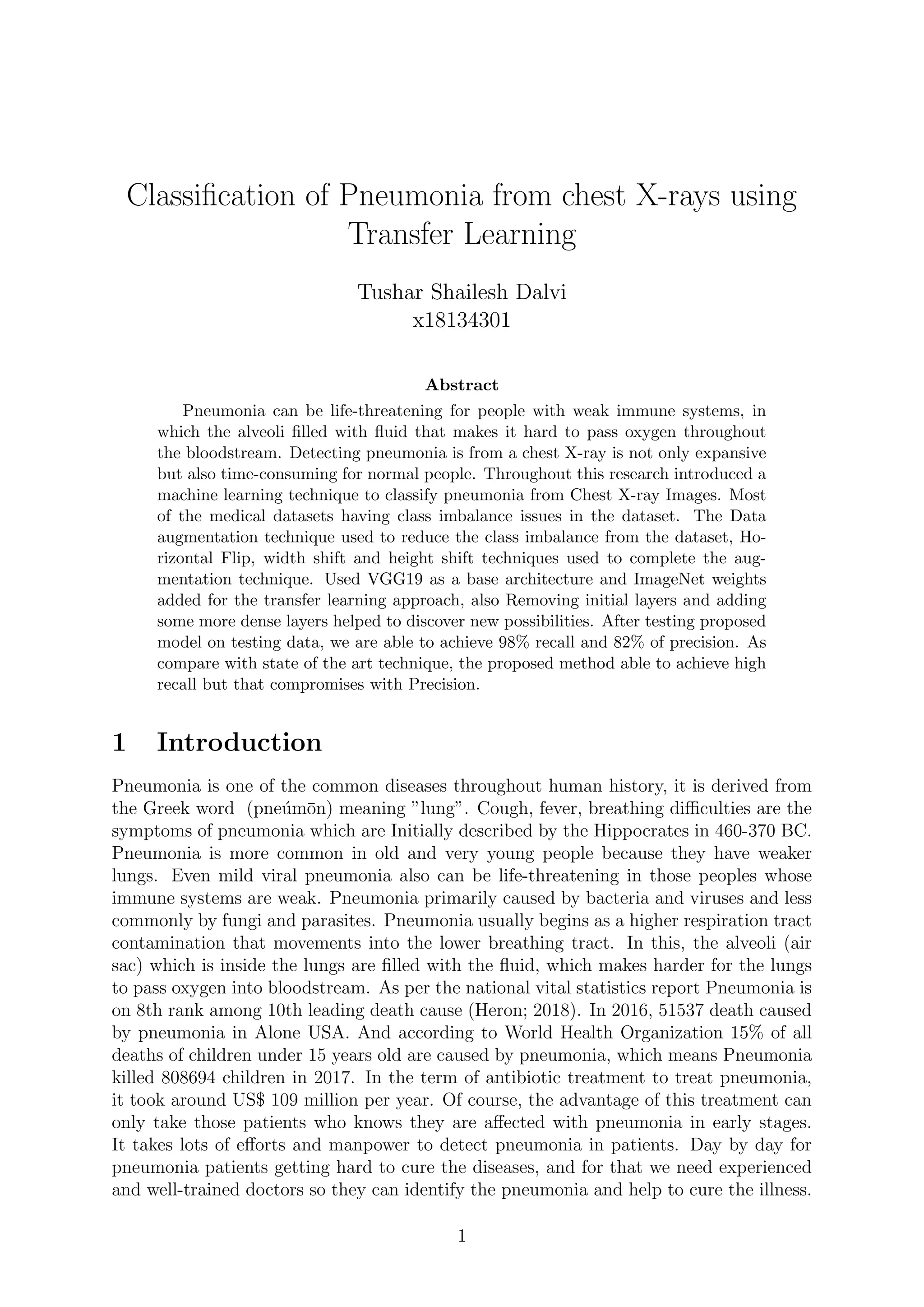 Pneumonia Classification using Transfer Learning | PDF | Lung and ...
