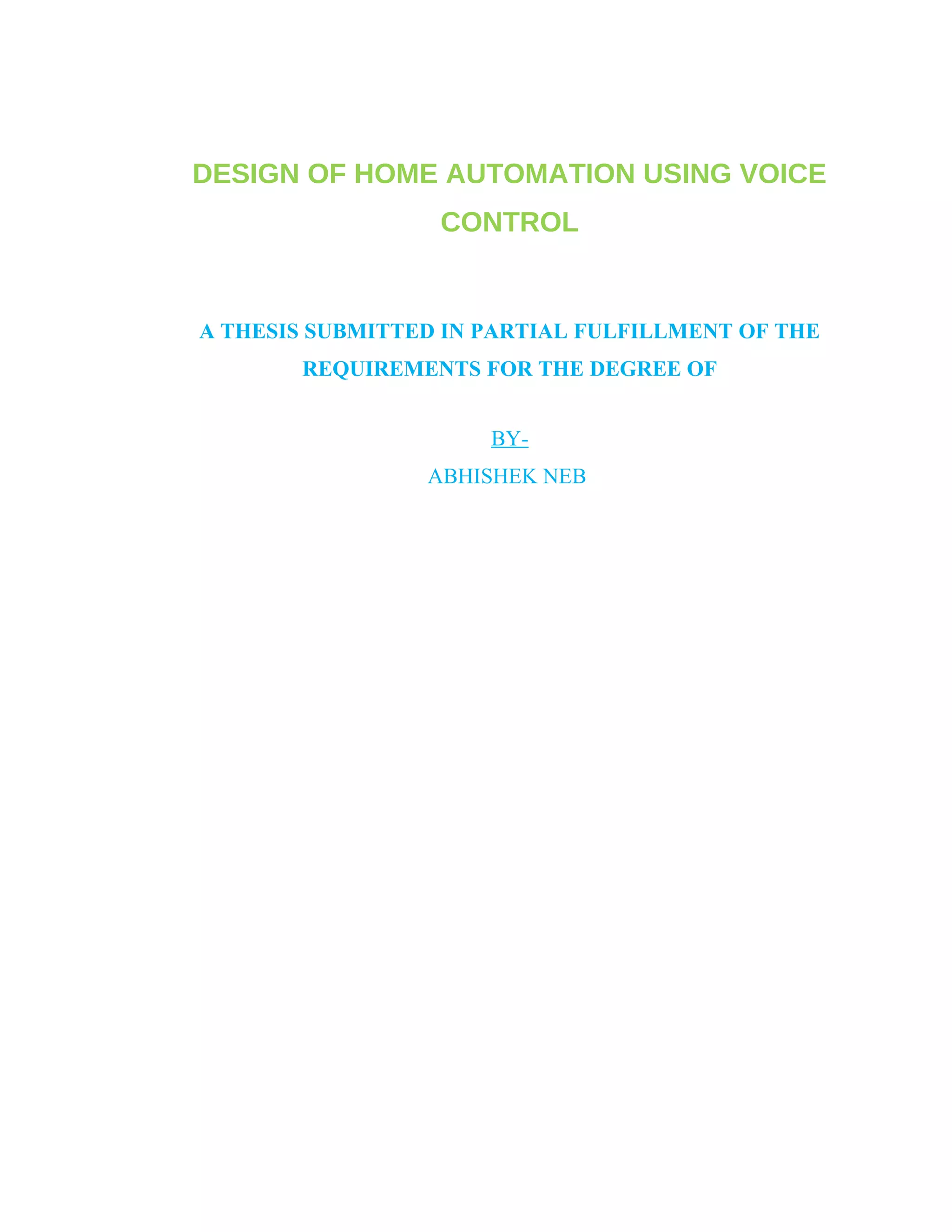 Thesis - Voice Control Home Automation | DOC