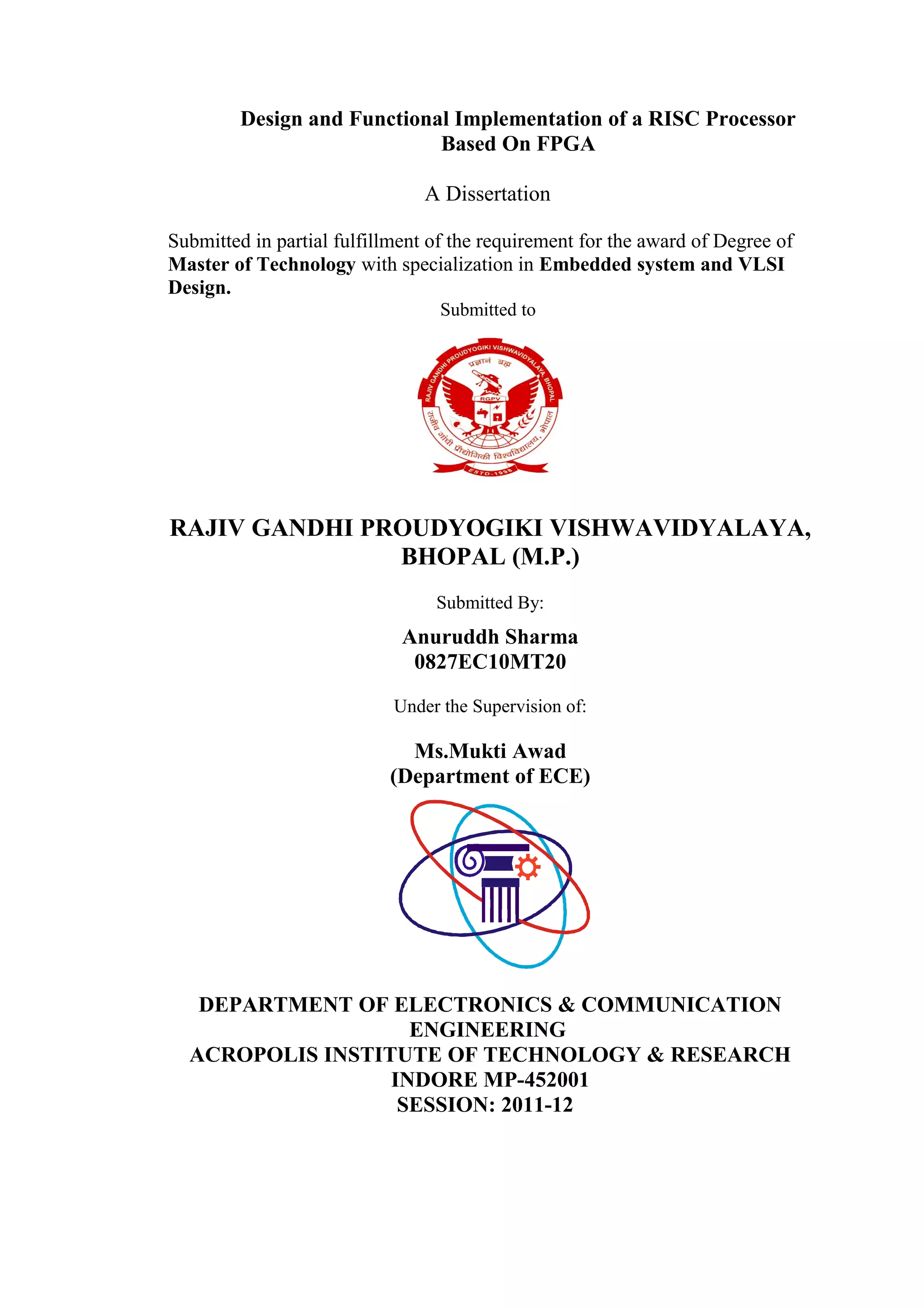 Thesis report 16 bit RISC processor | PDF | Computing | Technology & Computing