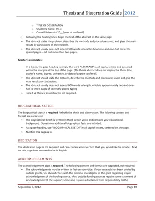 Thesis and Dissertation Guide 2013 According to Cornell University | PDF