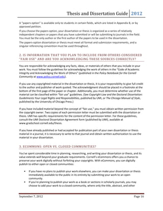 Thesis and Dissertation Guide 2013 According to Cornell University | PDF