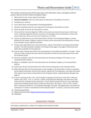Thesis and Dissertation Guide 2013 According to Cornell University | PDF