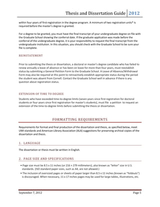 Thesis and Dissertation Guide 2013 According to Cornell University | PDF