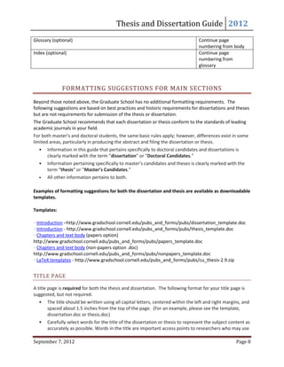 Thesis and Dissertation Guide 2013 According to Cornell University | PDF