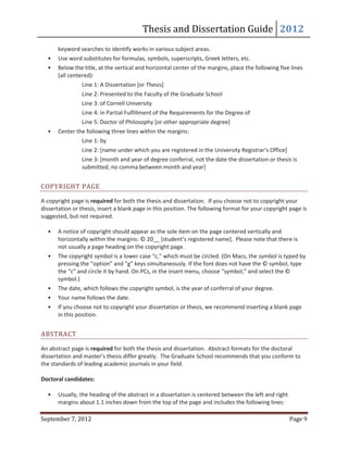 Thesis and Dissertation Guide 2013 According to Cornell University | PDF