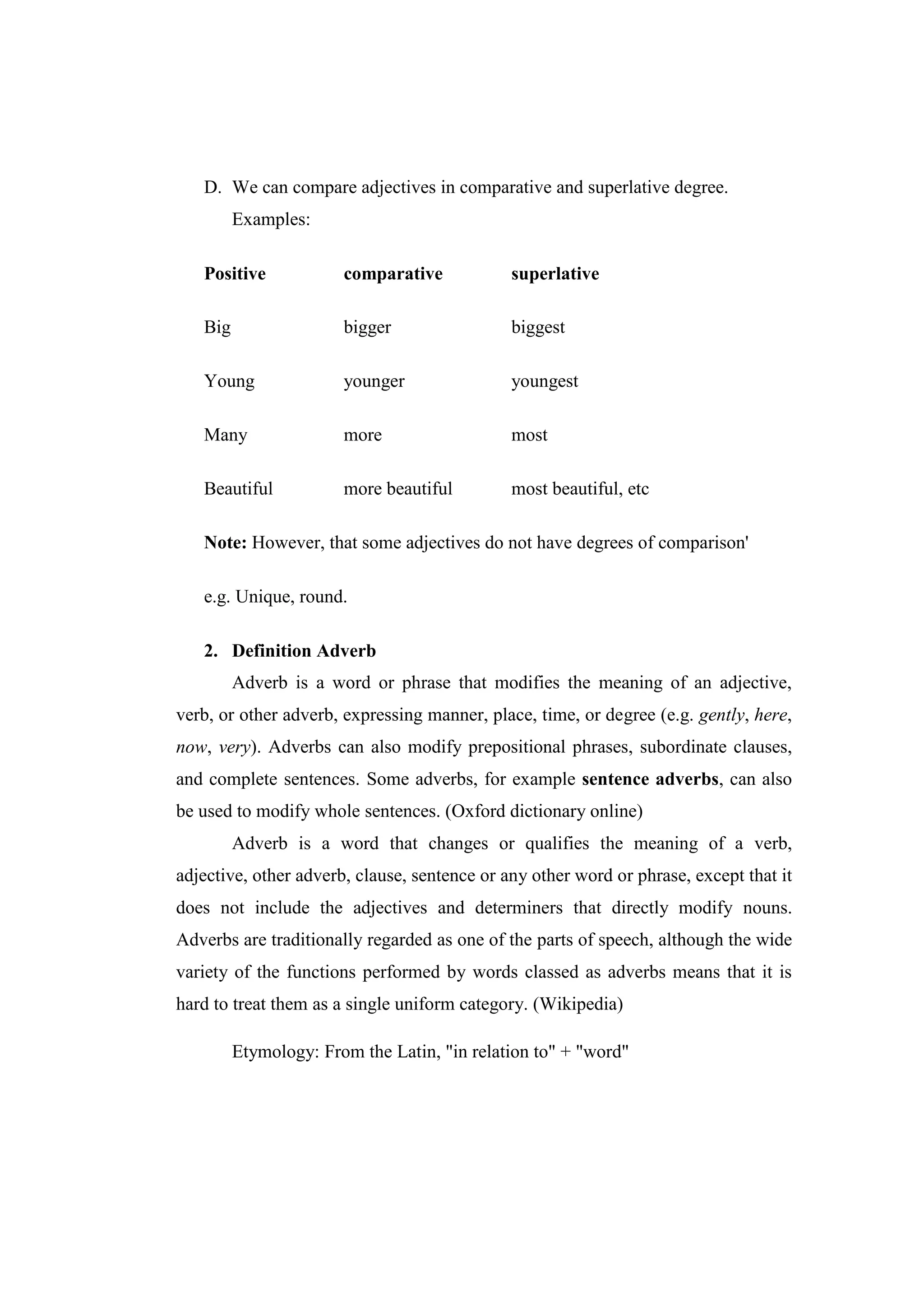 Research proposal (Students' Knowledge of Adverb and Adjectives) | DOCX