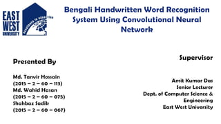 Bengali Handwritten Word Recognition System Using Convolutional Neural ...