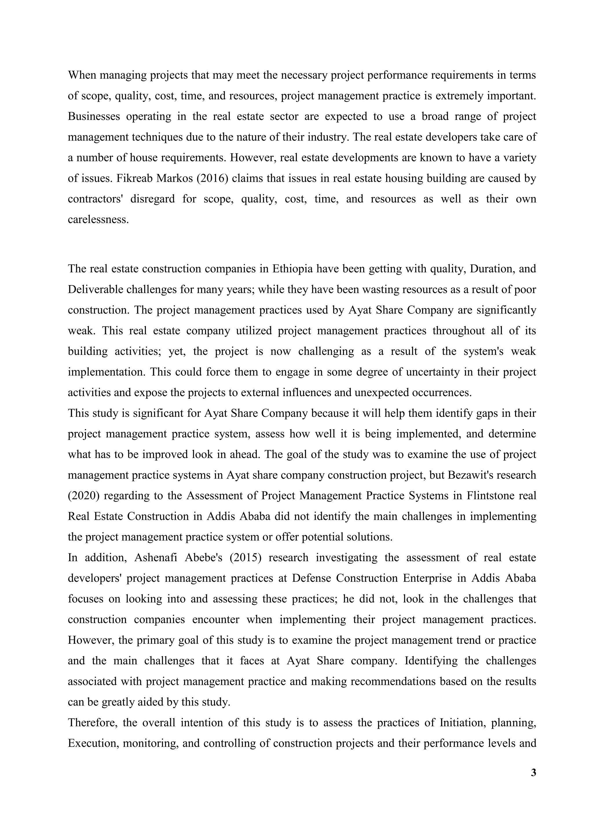 Assessment of Project Management Practices and Challenges in ...