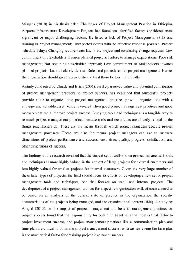 Assessment of Project Management Practices and Challenges in ...
