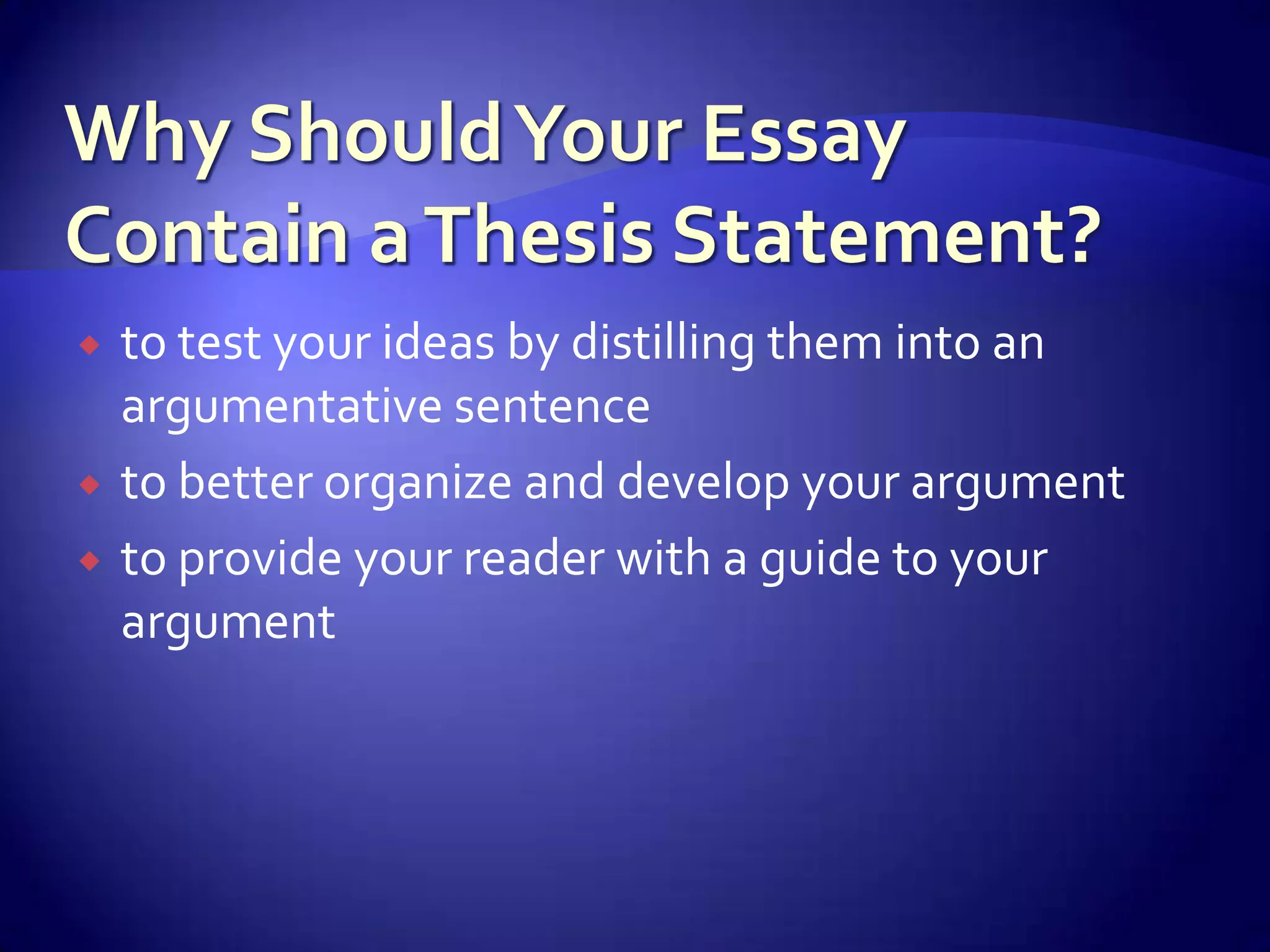 Thesis statement | PPT