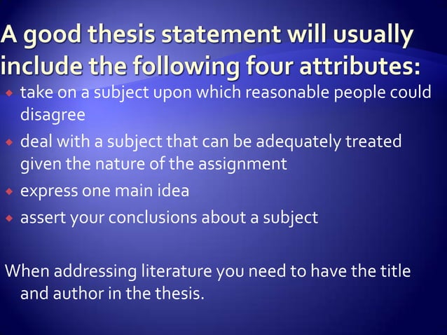 Thesis statement | PPT