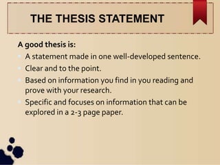 Thesis statement | PPT
