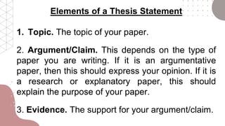THESIS STATEMENT AND OUTLINE READING TEXT.pptx