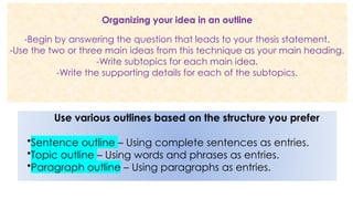 Thesis Statement and Outlining.pptx for eapp | PPTX