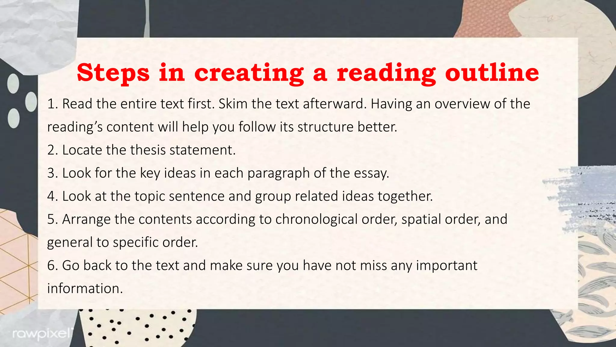 Thesis statement and reading outline | PPTX