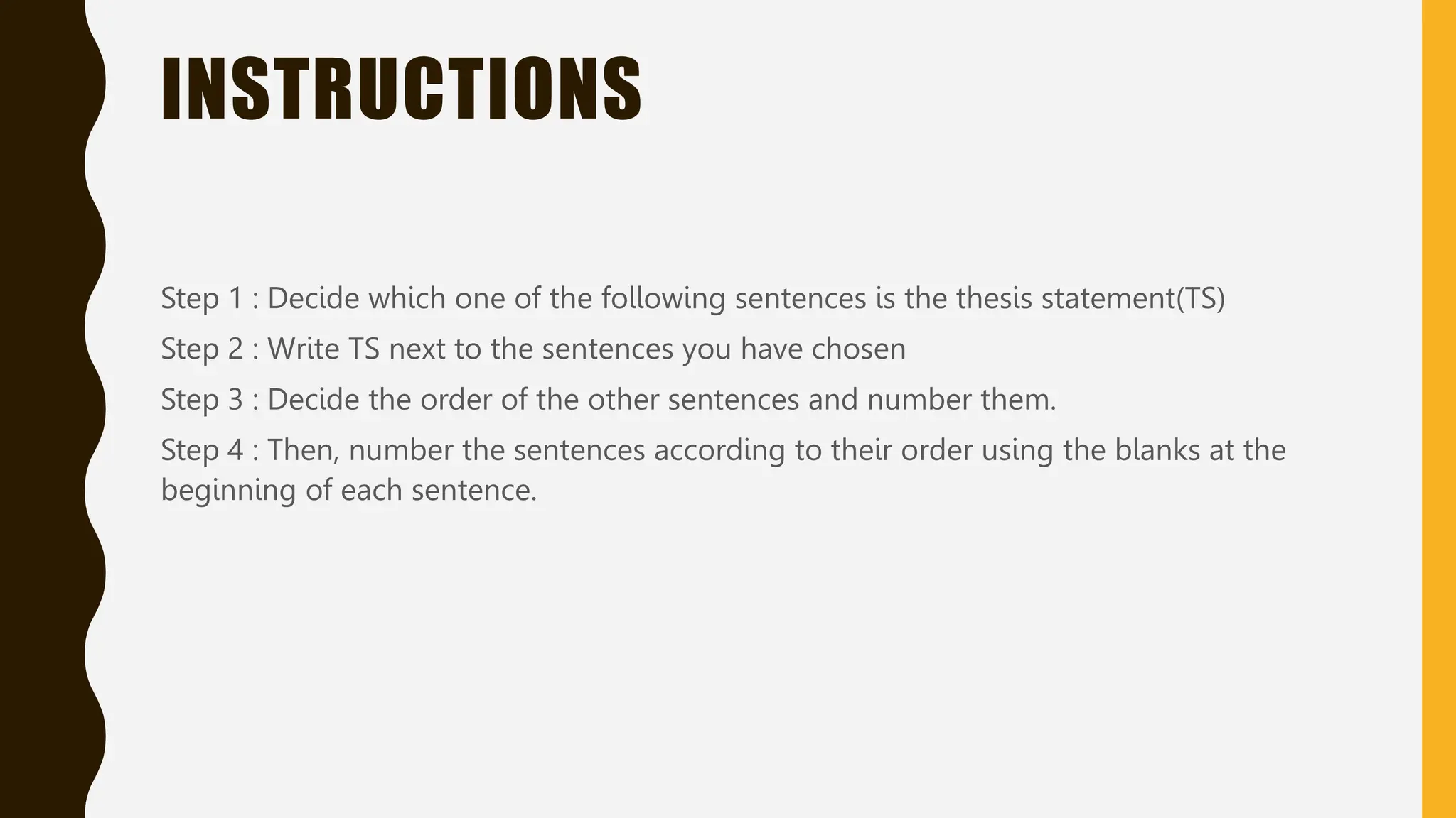 Simple way of writing Thesis statement and topic sentence.pptx