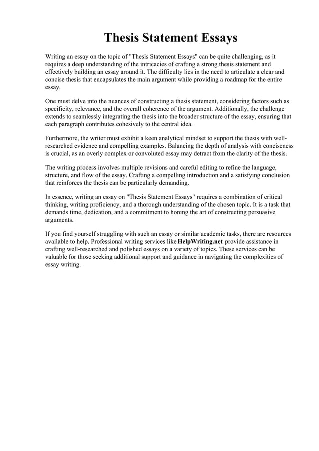 Thesis Statement Essays | PDF