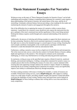 Thesis Statement Examples For Narrative Essays.pdf