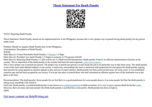 Thesis Statement For Death Penalty | PPT