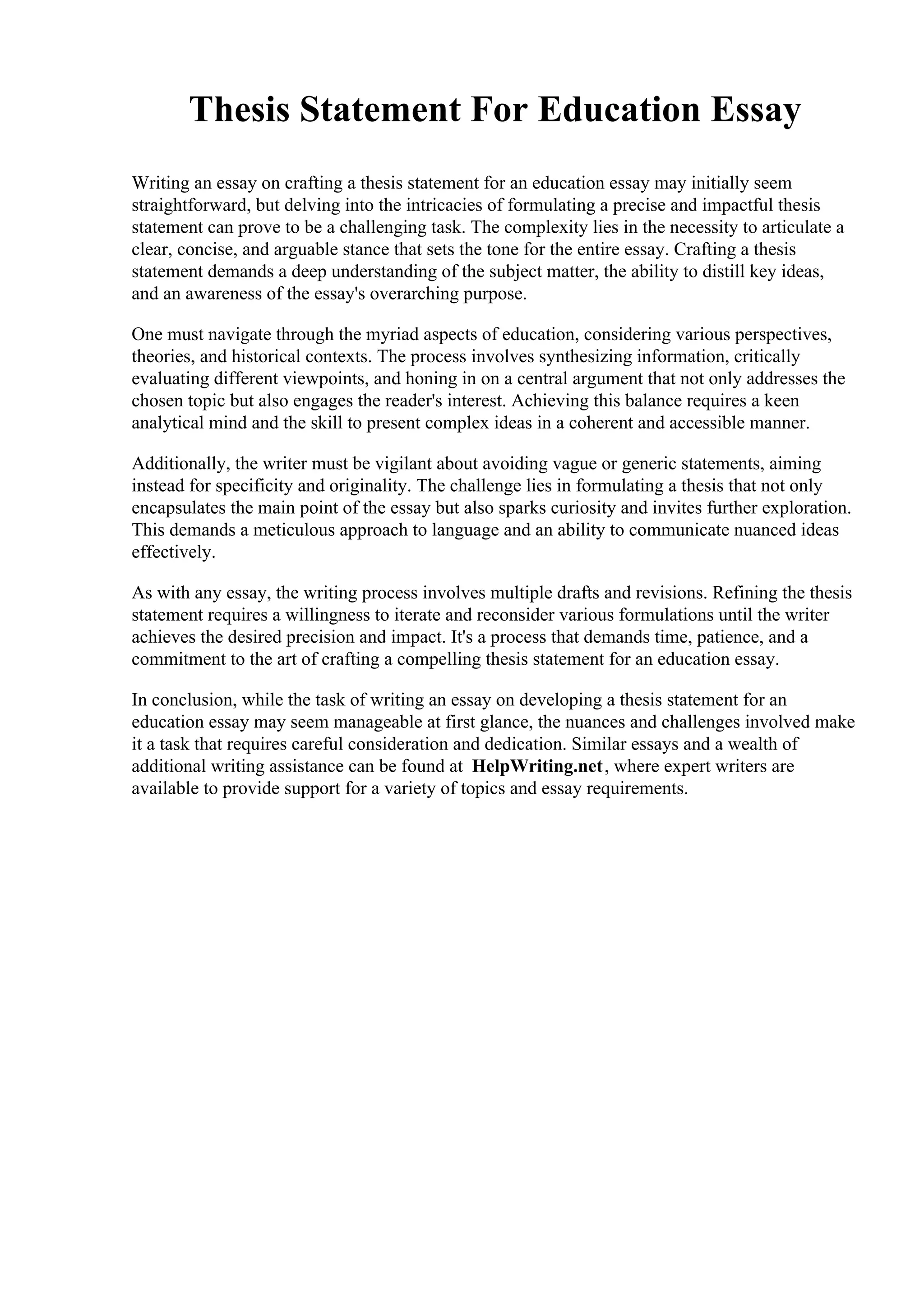 Thesis Statement For Education Essay.pdf