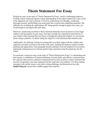 Thesis Statement For Essay. How to Write a Thesis Statement: Fill-in ...