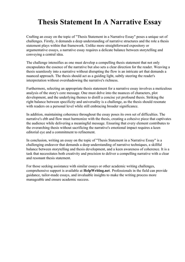 Thesis Statement In A Narrative Essay.pdf | Books and Literature