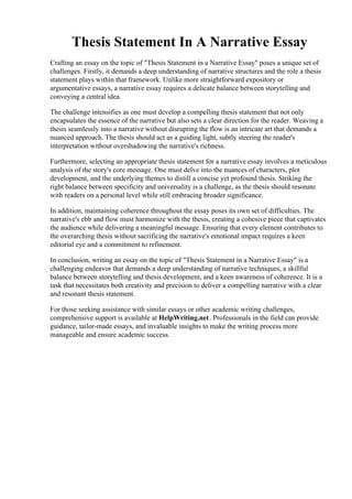 Thesis Statement In A Narrative Essay | PDF