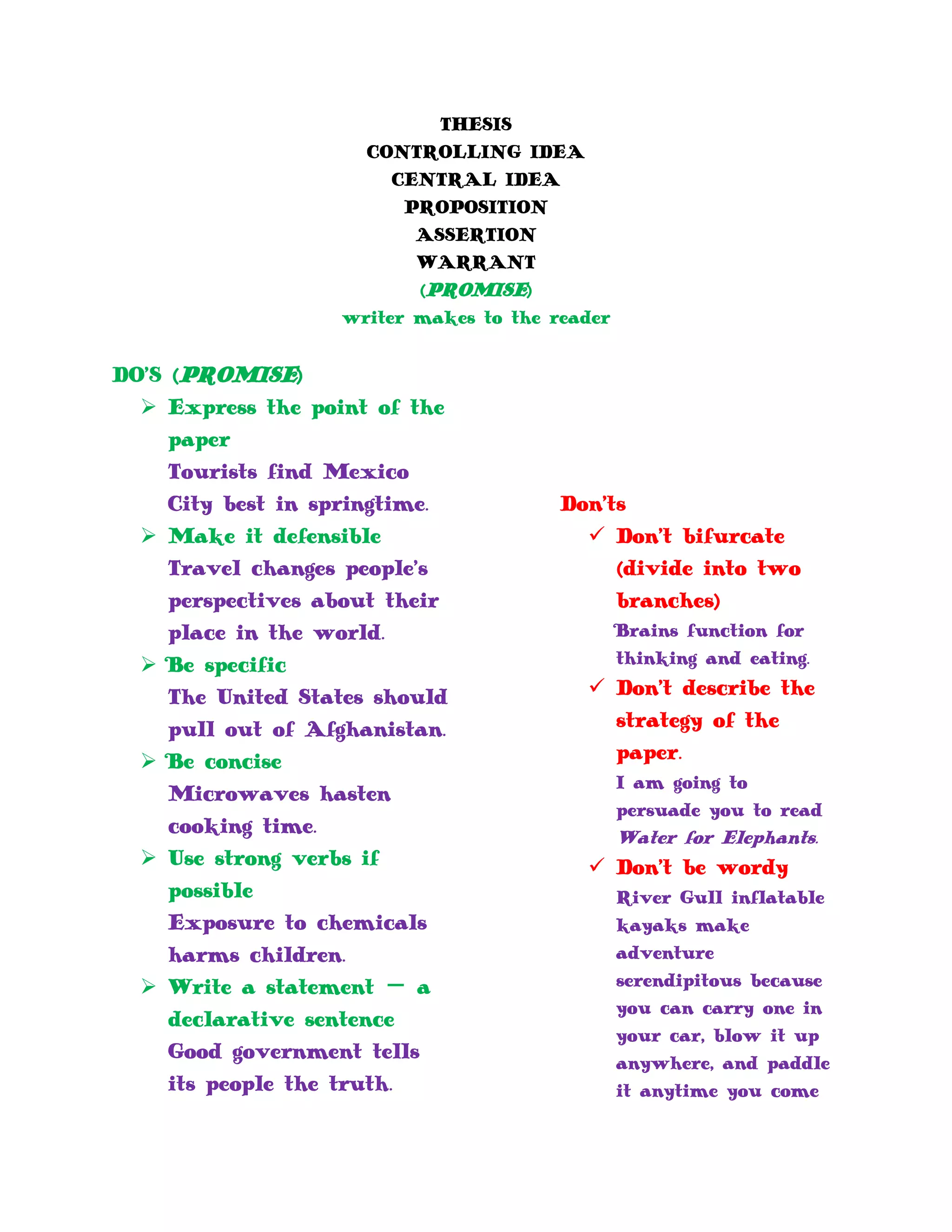 Thesis statement poster | DOCX