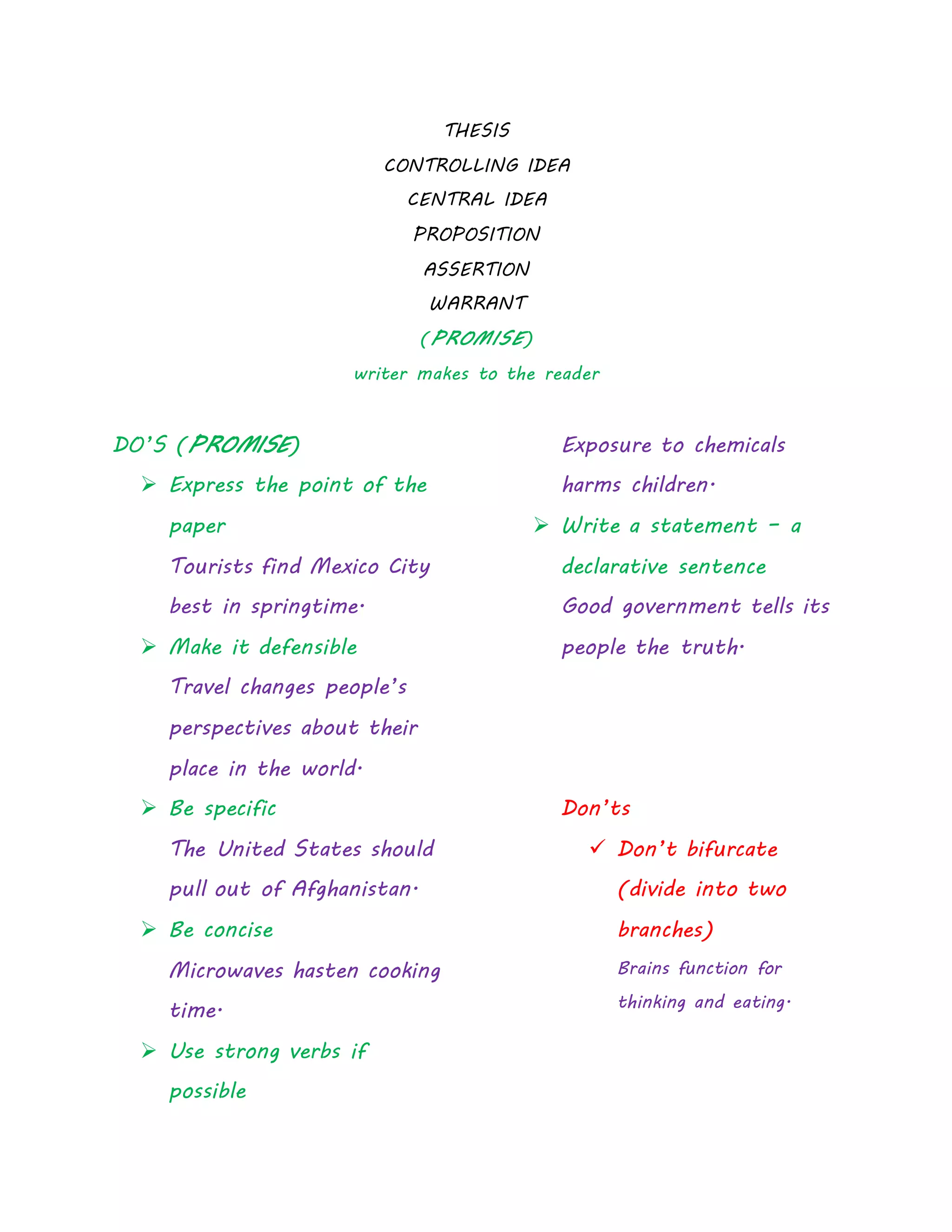 Thesis statement poster | DOCX