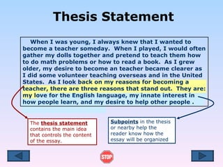 Thesis statement subtopics and location | PPT