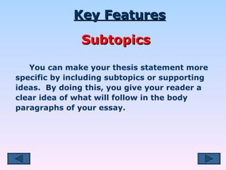 Thesis statement subtopics and location | PPT