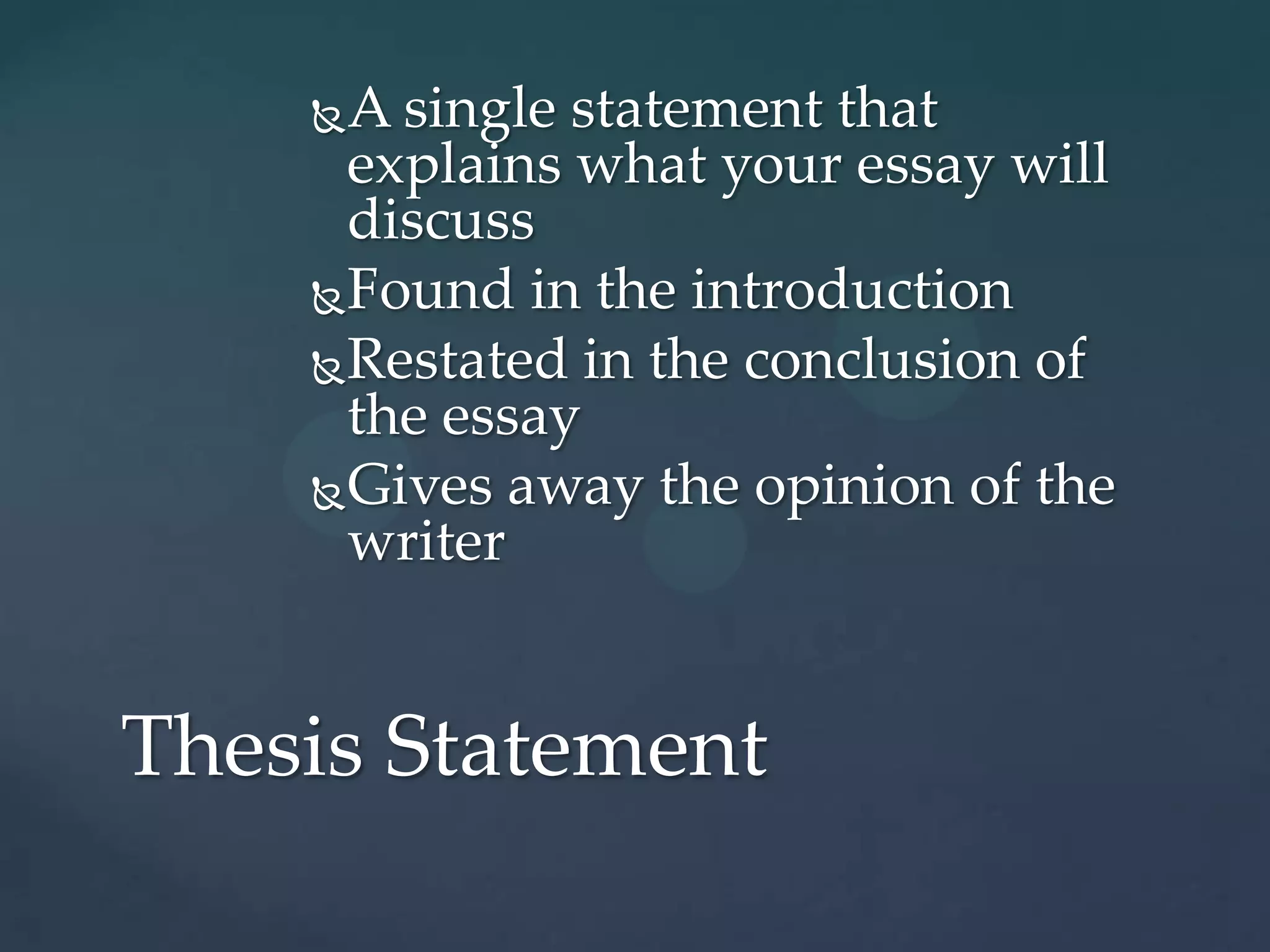 Thesis statements | PPTX | Books and Literature