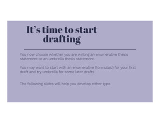 Thesis Statement Construction | PDF