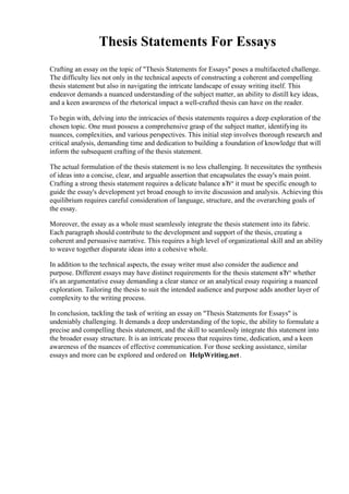 Thesis Statements For Essays.pdf | Education